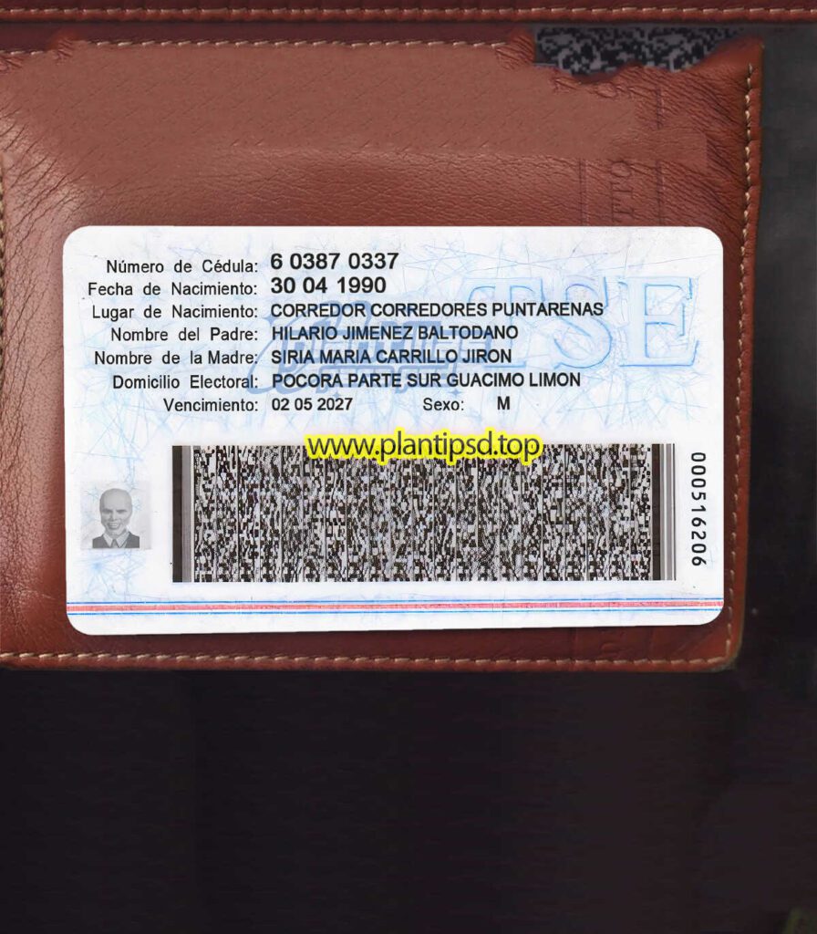 Cedula Identidad Costa Rica – Plantilla Digital Editable en Photoshop ...