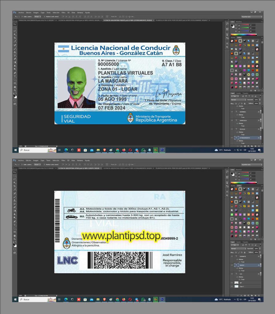 Licencia de Conducir Argentina – Plantilla Digital Editable en ...