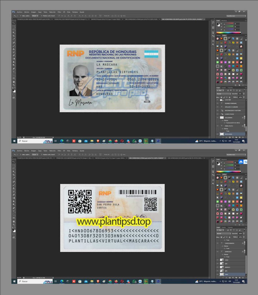 DNI Honduras – Plantilla Digital Editable en Photoshop - Plantillas ...