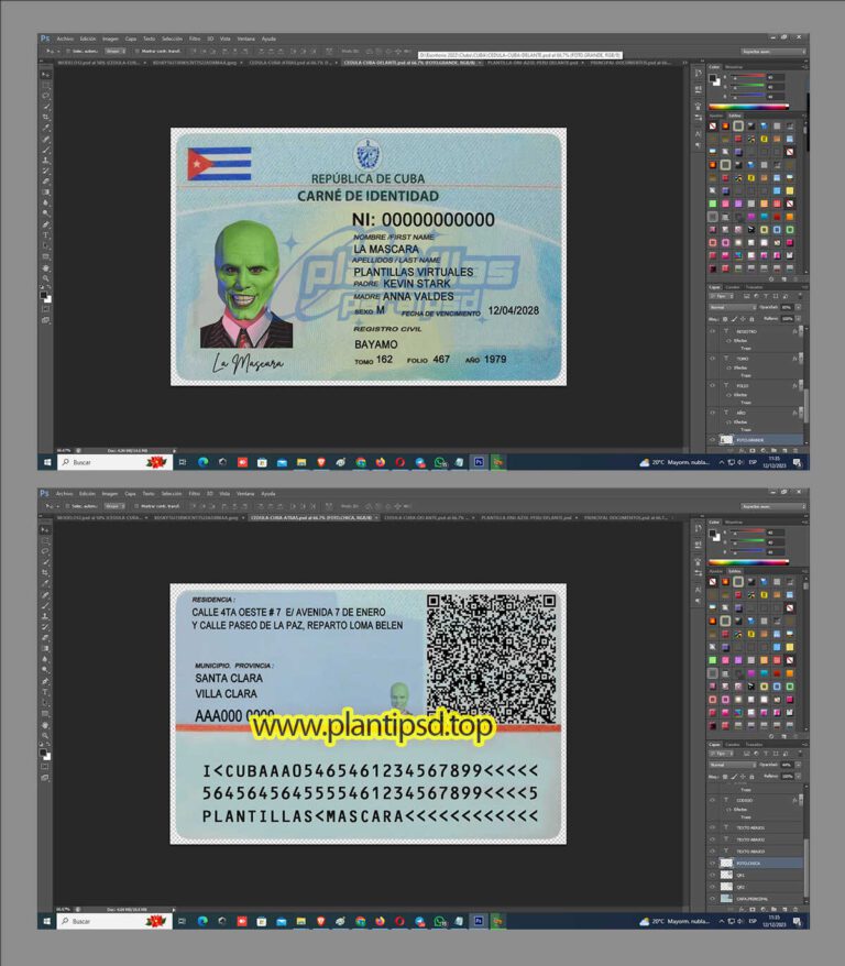 Carne de Identidad Cuba – Plantilla Digital Editable en Photoshop ...