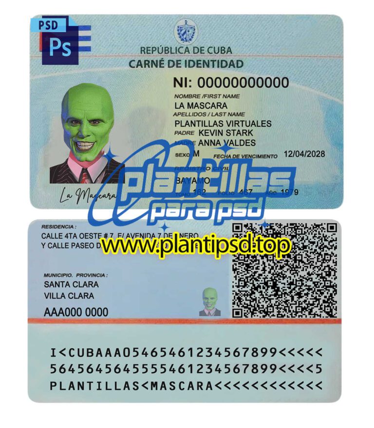 Carne de Identidad Cuba – Plantilla Digital Editable en Photoshop ...