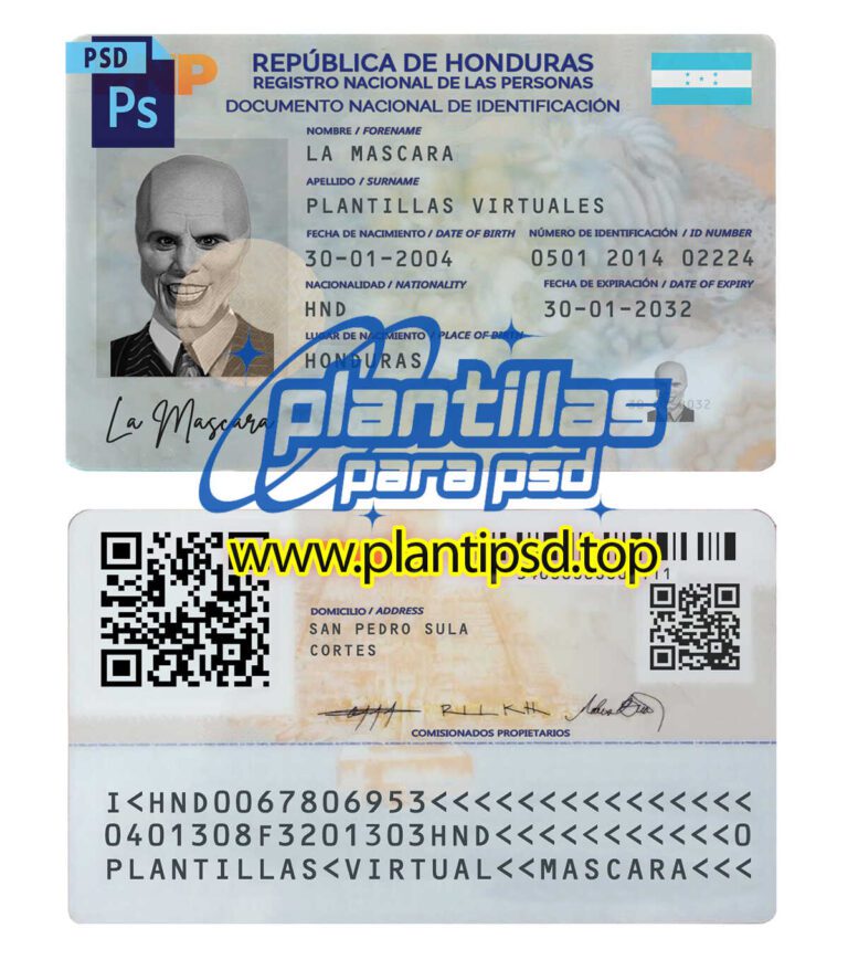 DNI Honduras – Plantilla Digital Editable en Photoshop - Plantillas ...