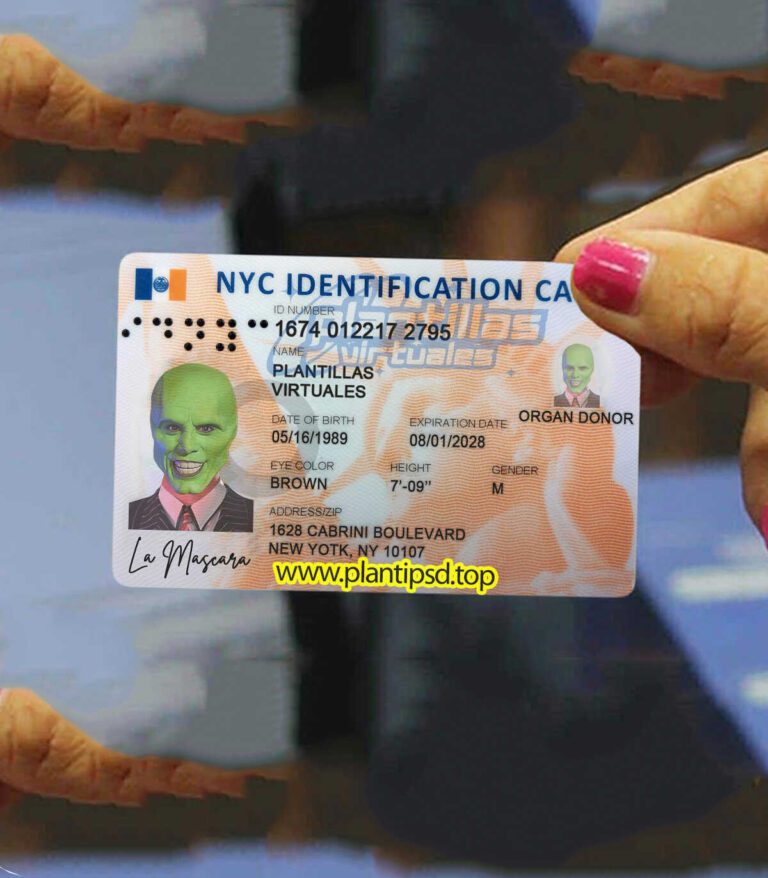 NYC Identification Card – Plantilla Digital Editable en Photoshop ...