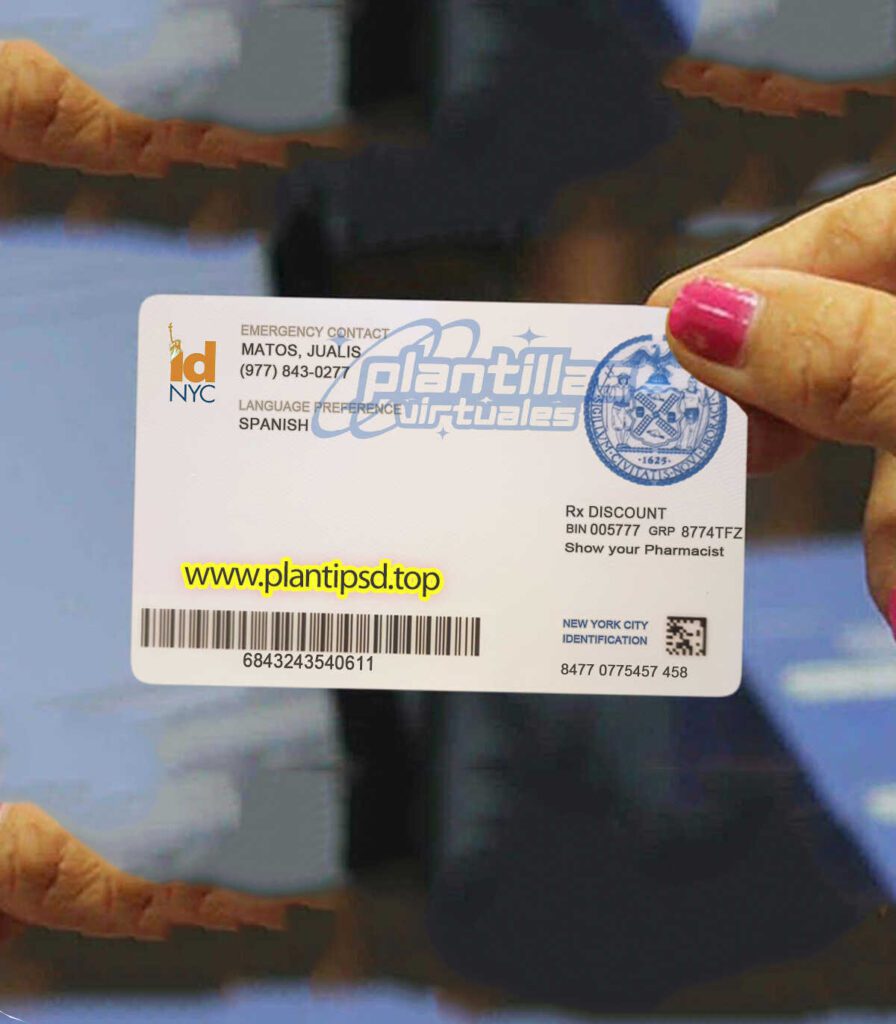 NYC Identification Card – Plantilla Digital Editable en Photoshop ...