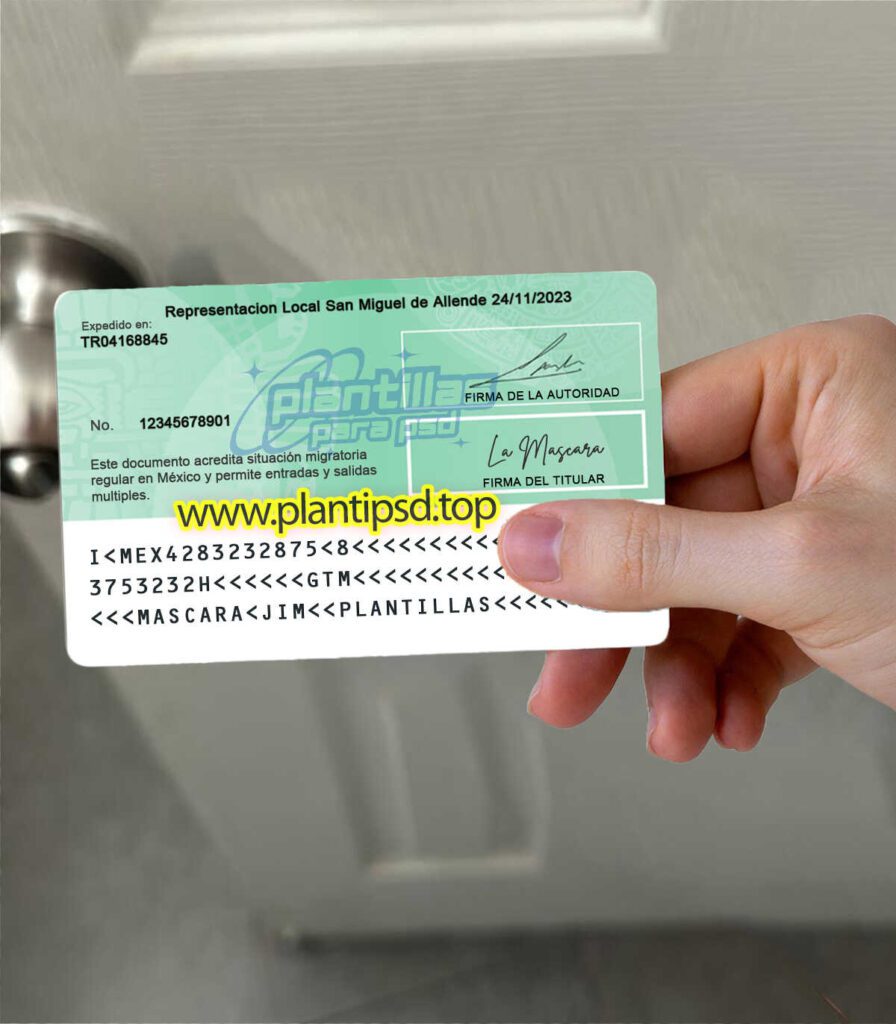 Carnet de Residencia Mexico - Plantilla Digital Editable en Photoshop ...