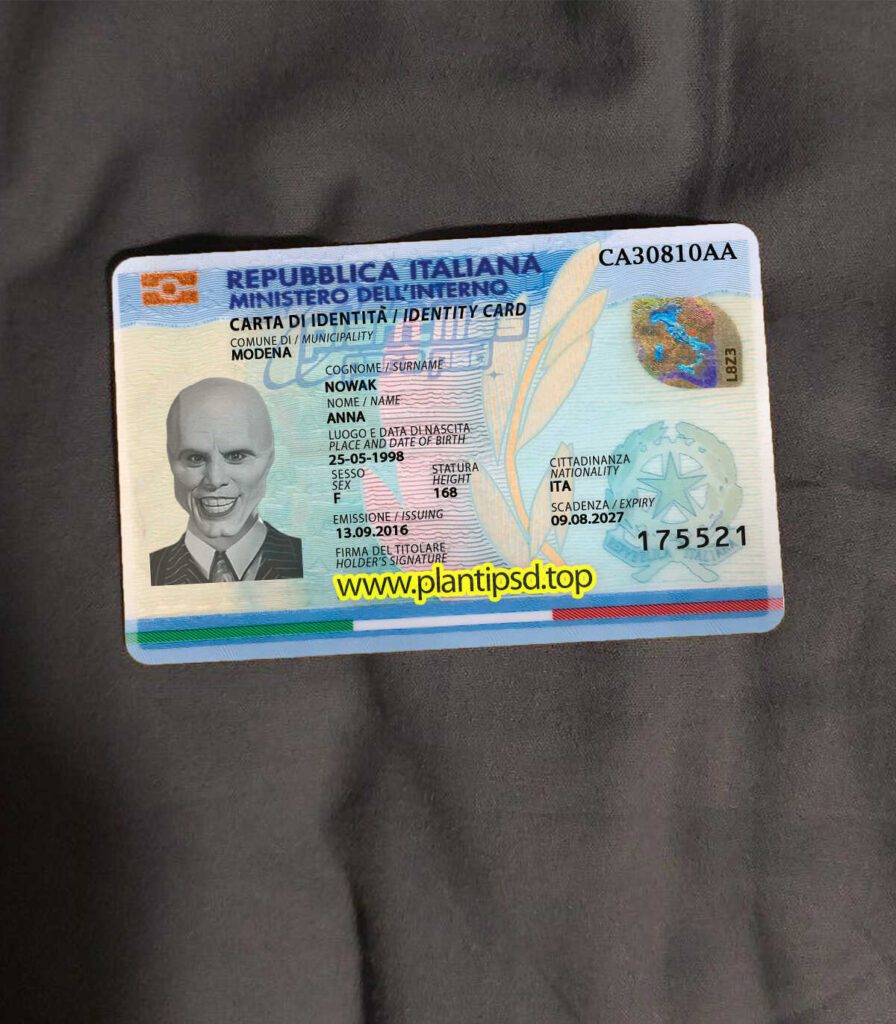 Documento de Identidad Italiano - Plantilla Digital Editable en ...