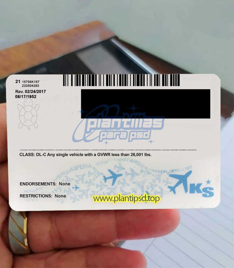 Licencia de Conducir de Kansas USA – Plantilla Digital Editable en ...