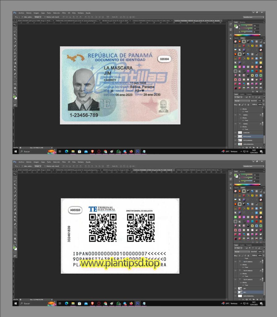 Cedula Panama Versión 2 – Plantilla Digital Editable en Photoshop ...